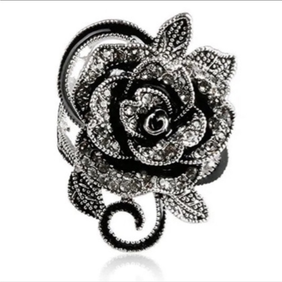 Jewelry | Ladies Gothic Vintage 925 Sterling Silver Big Rose Flower ...
